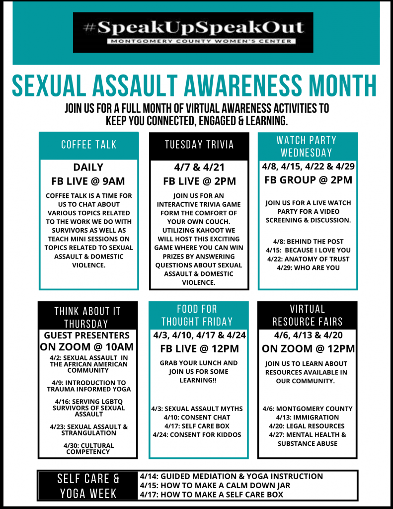 2020 VIRTUAL SAAM CALENDAR- FINAL - Montgomery County Women's Center